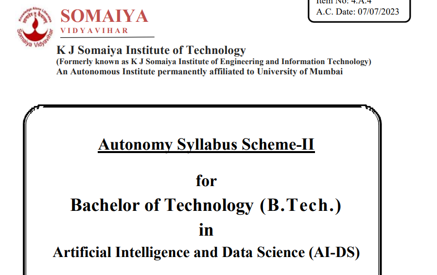 SYLLABUS | KJSIT - AI&DS